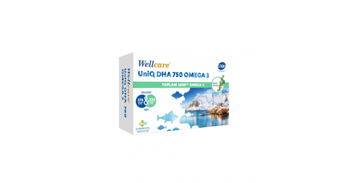 Wellcare UniQ DHA 750 Omega 3 Balık Yağı 30 Kapsül | Curesel.com